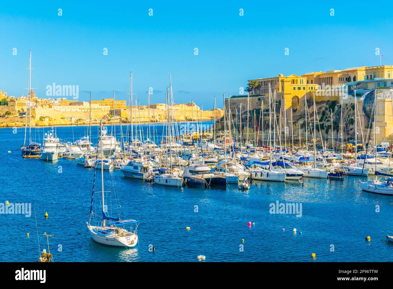 View of the grand harbour marina near Birgu, Malta Stock Photo - Alamy