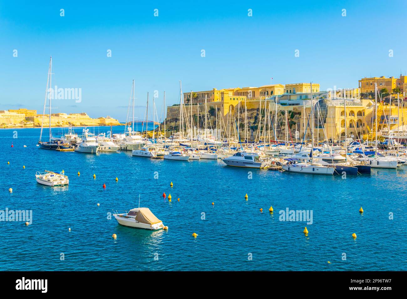View of the grand harbour marina near Birgu, Malta Stock Photo - Alamy