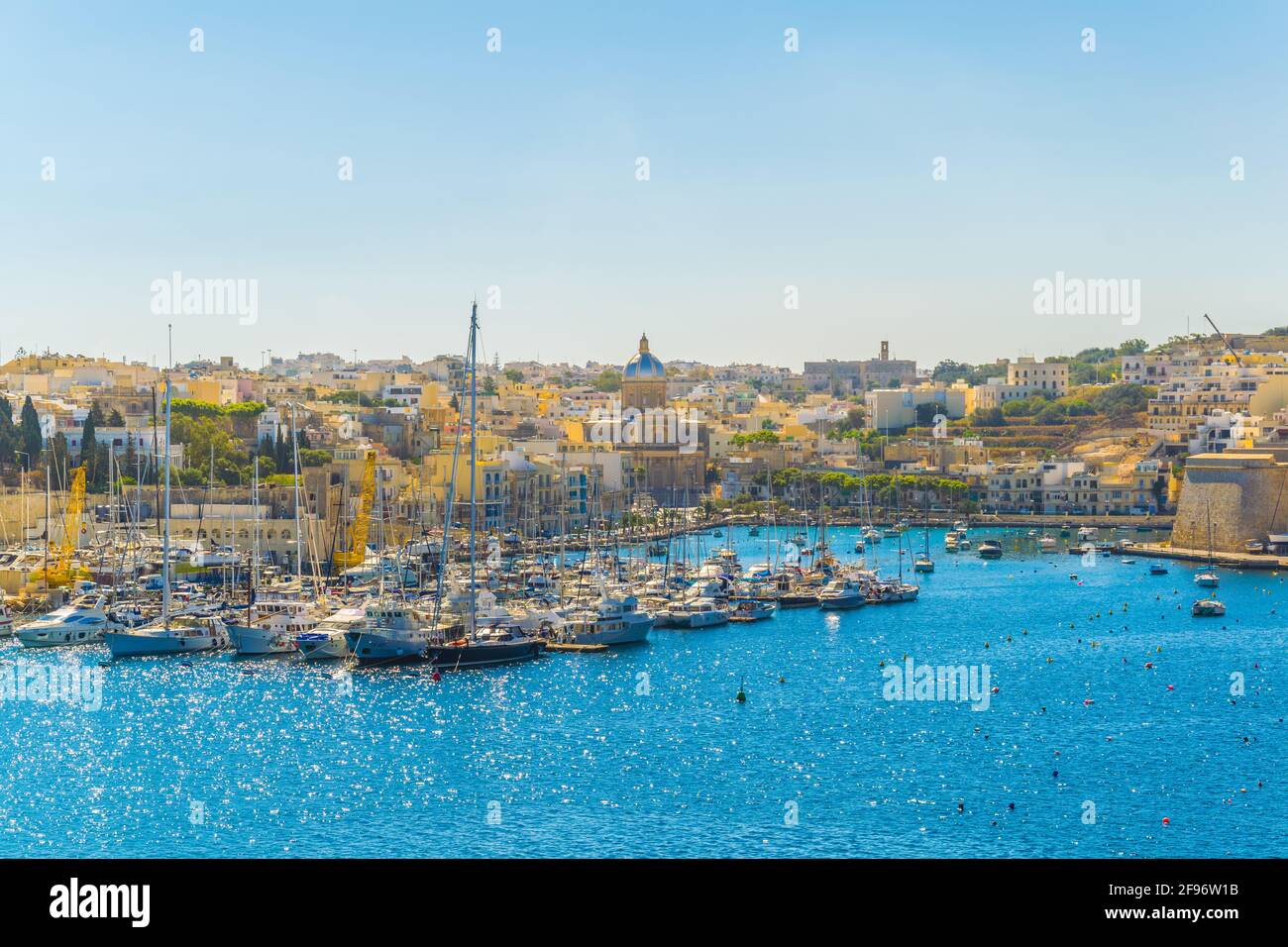 View of the grand harbour marina near Birgu, Malta Stock Photo - Alamy