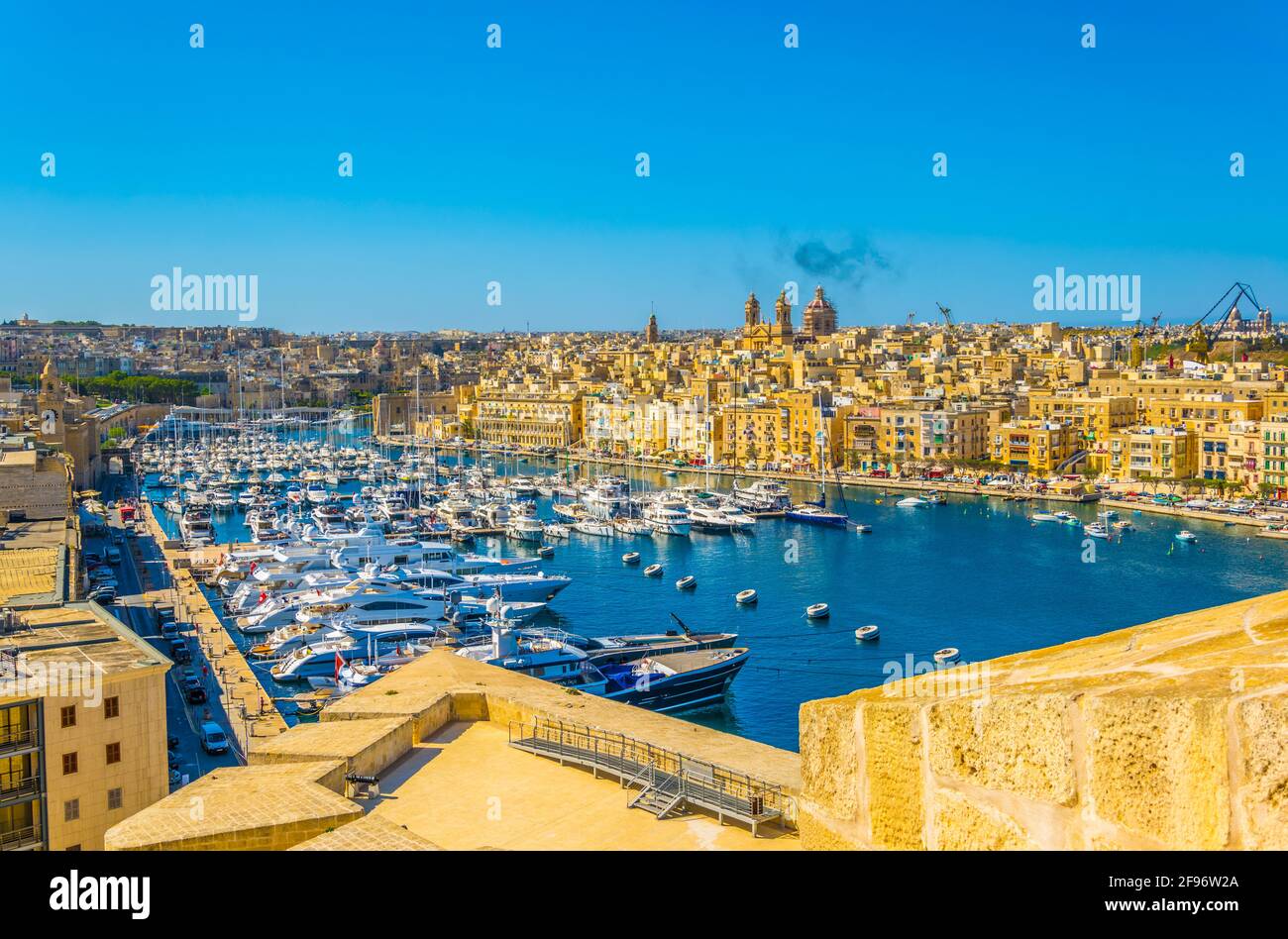 View of the grand harbour marina between Birgu and Senglea town, Malta ...