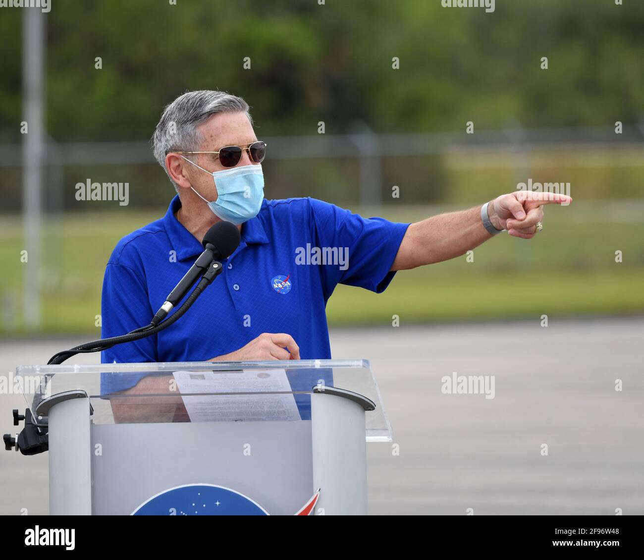 NASA KSC Center Director Bob Cabana, addresses the media at KSC's ...