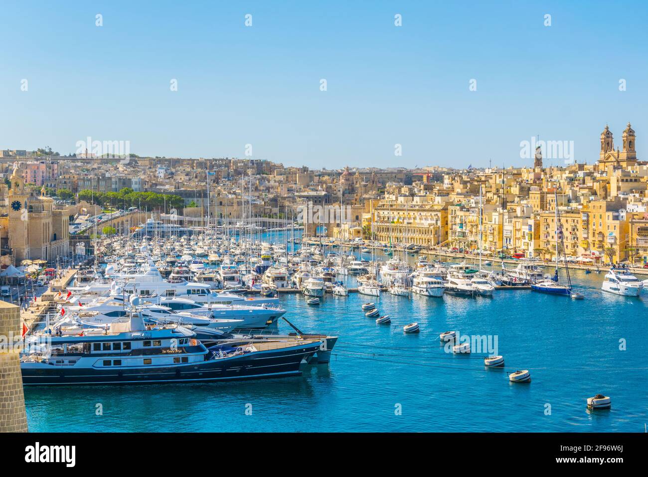 View of the grand harbour marina between Birgu and Senglea town, Malta ...