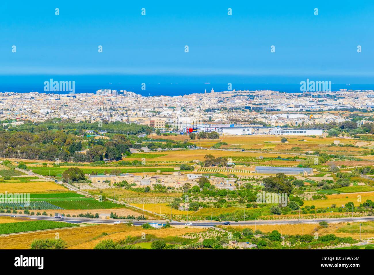 Countryside on Malta with Valletta at background Stock Photo - Alamy