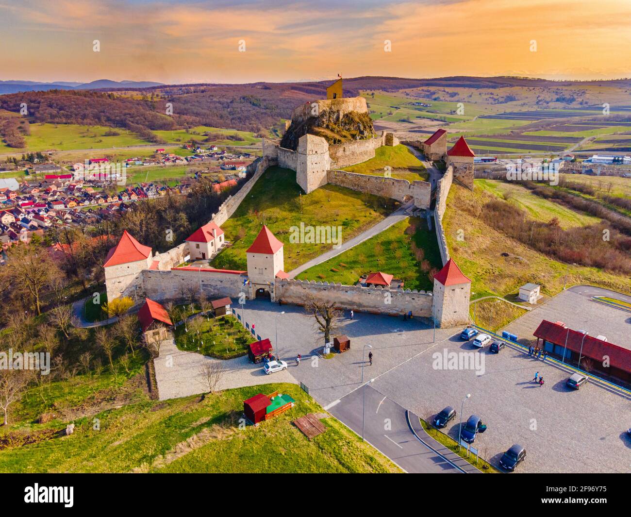 Aerial view of medieval fortress of Rupea, Romania Stock Photo - Alamy