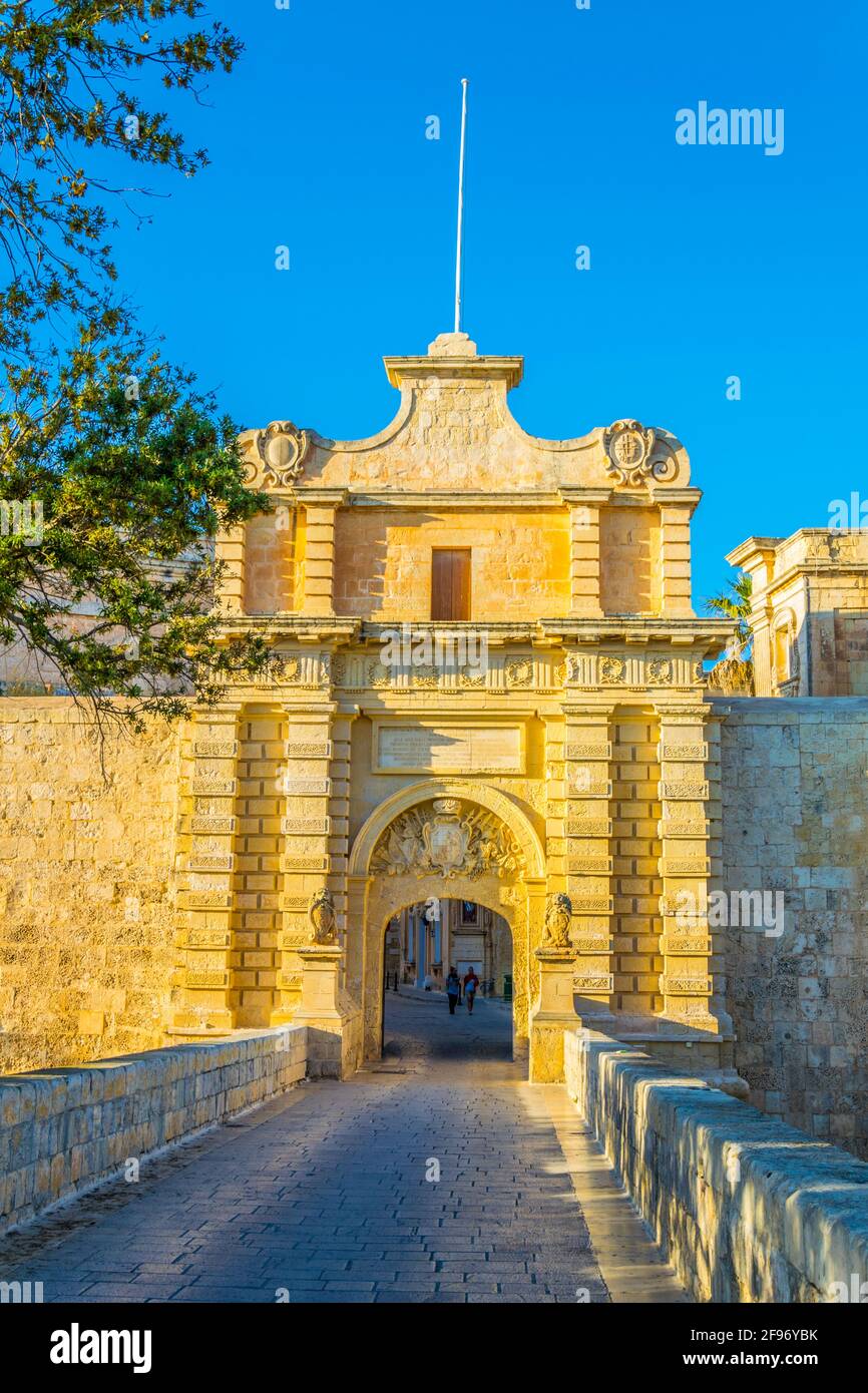 Main gate of the mdina fortress, malta Stock Photo - Alamy