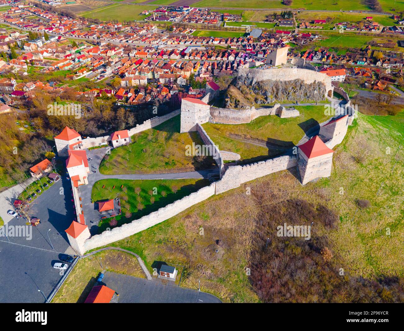 Aerial view of medieval fortress of Rupea, Romania Stock Photo - Alamy