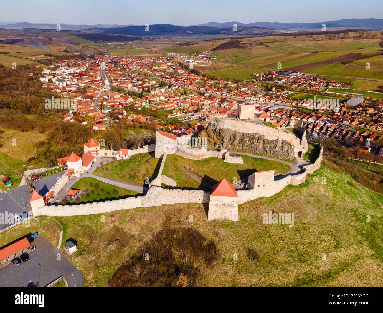 Aerial view of medieval fortress of Rupea, Romania Stock Photo - Alamy