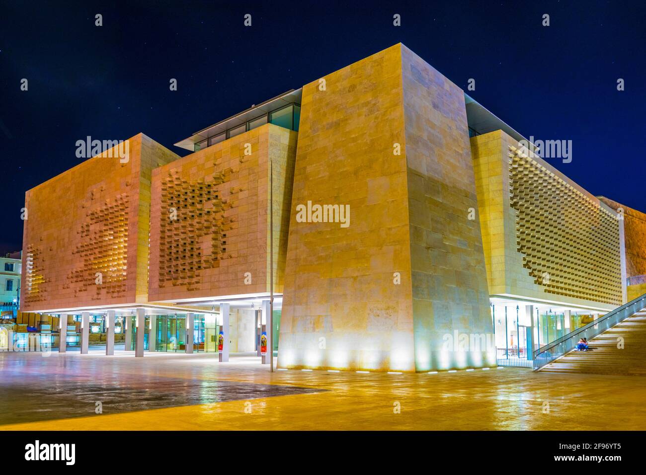 Night view of the Maltese parliament in Valletta, Malta Stock Photo - Alamy