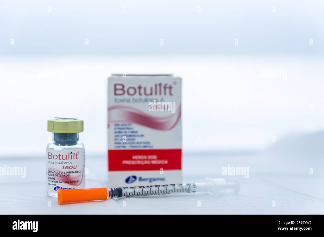 Porto Alegre , Brazil,April 10 - 2021: Botulift glass medicine bottle ...