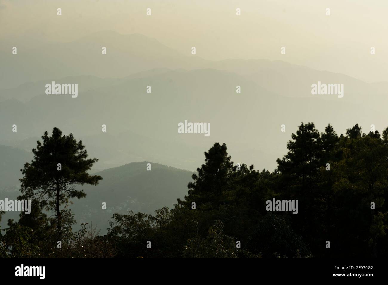 View from the observation tower on the Himalayas Stock Photo - Alamy