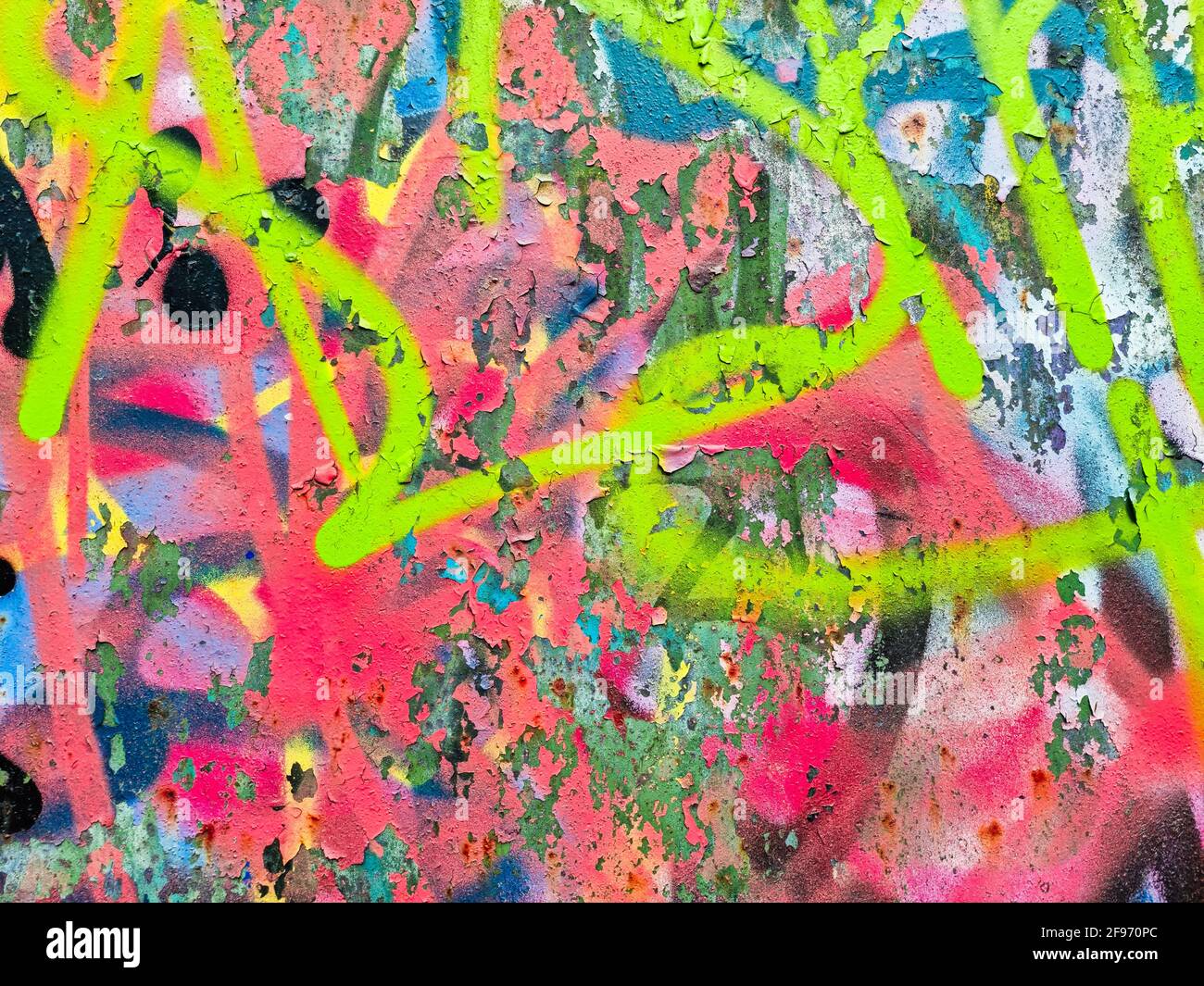 close up of colorful messy painted urban wall texture Stock Photo - Alamy