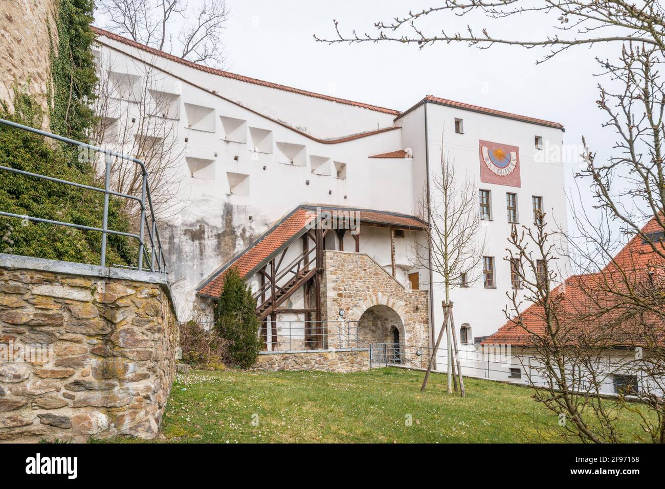 Fortress Feste Oberhaus in the three rivers city Passau with medieval ...