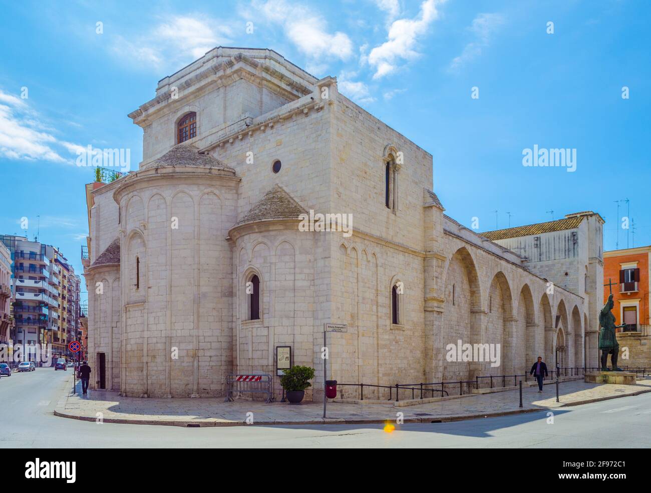 View of the basilica del santo sepolcro in the Italian city barletta ...