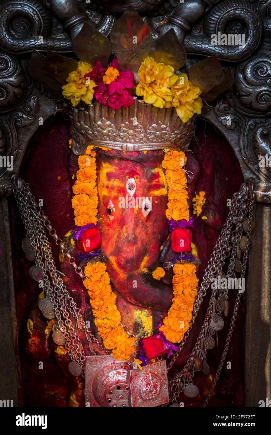 the Durbar Square, Maru Ganesh Shrine Stock Photo - Alamy