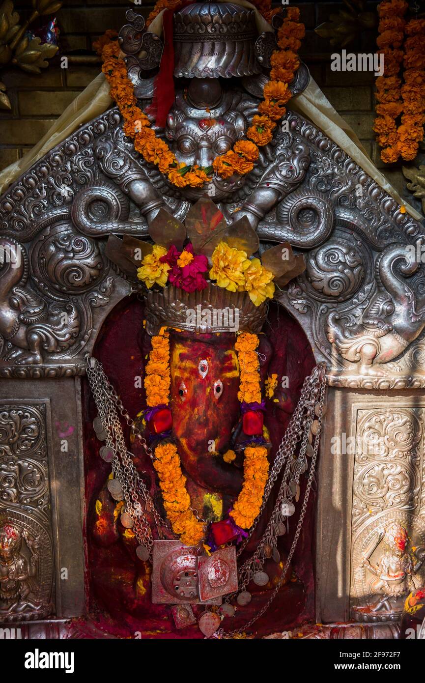 the Durbar Square, Maru Ganesh Shrine Stock Photo - Alamy