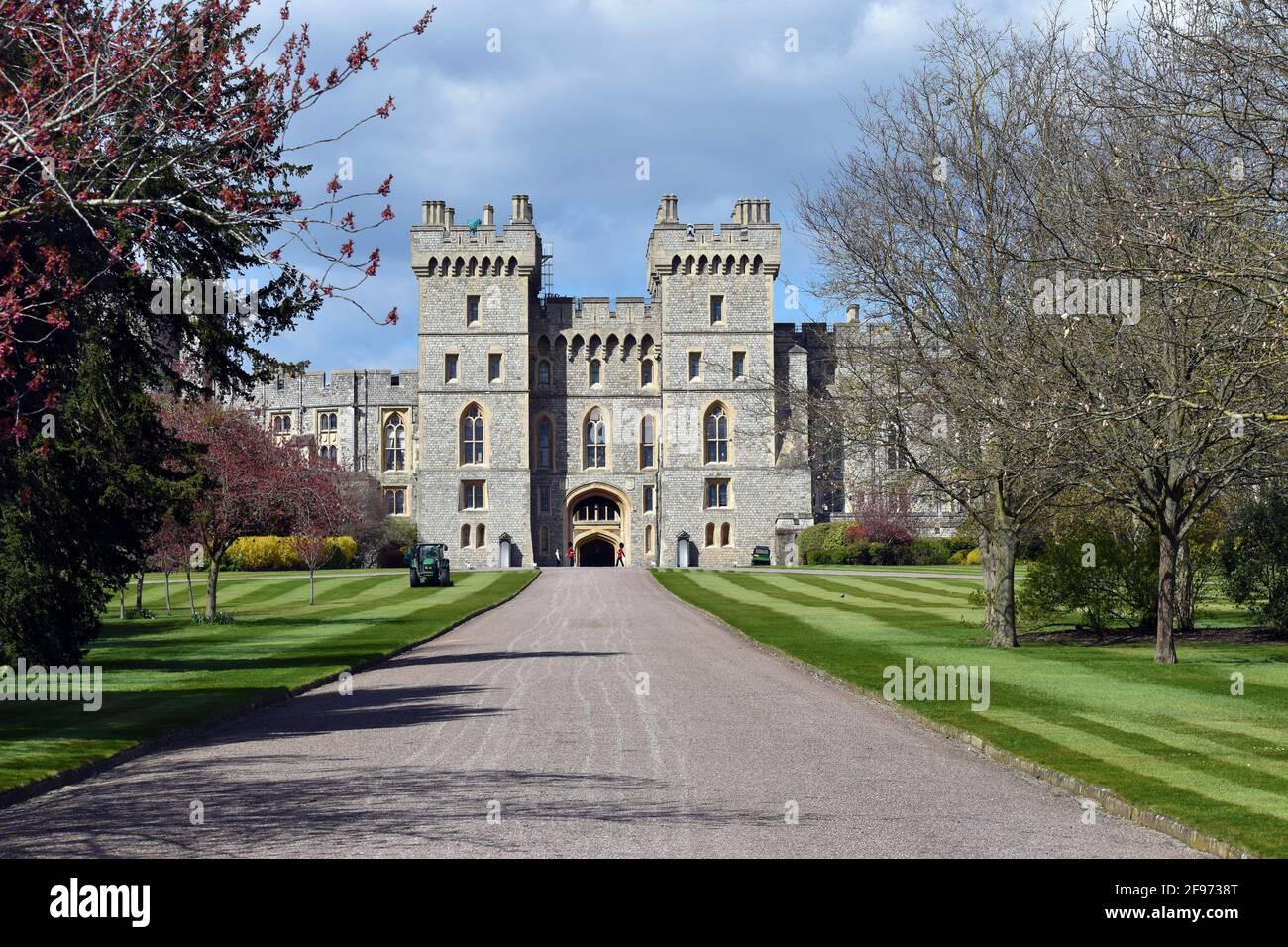 Windsor, UK, 16 April 2020 Windsor castle busy with tourists as well as ...