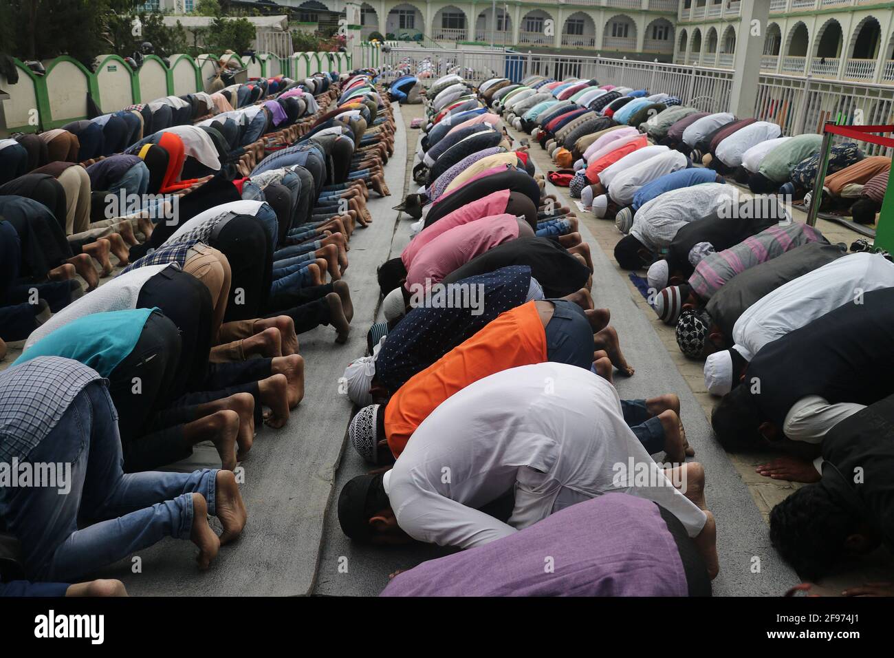Kathmandu, Nepal. 16th Apr, 2021. Nepali Muslims offer prayers during ...