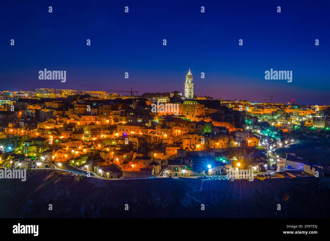 Night View of the Italian city Matera Stock Photo - Alamy
