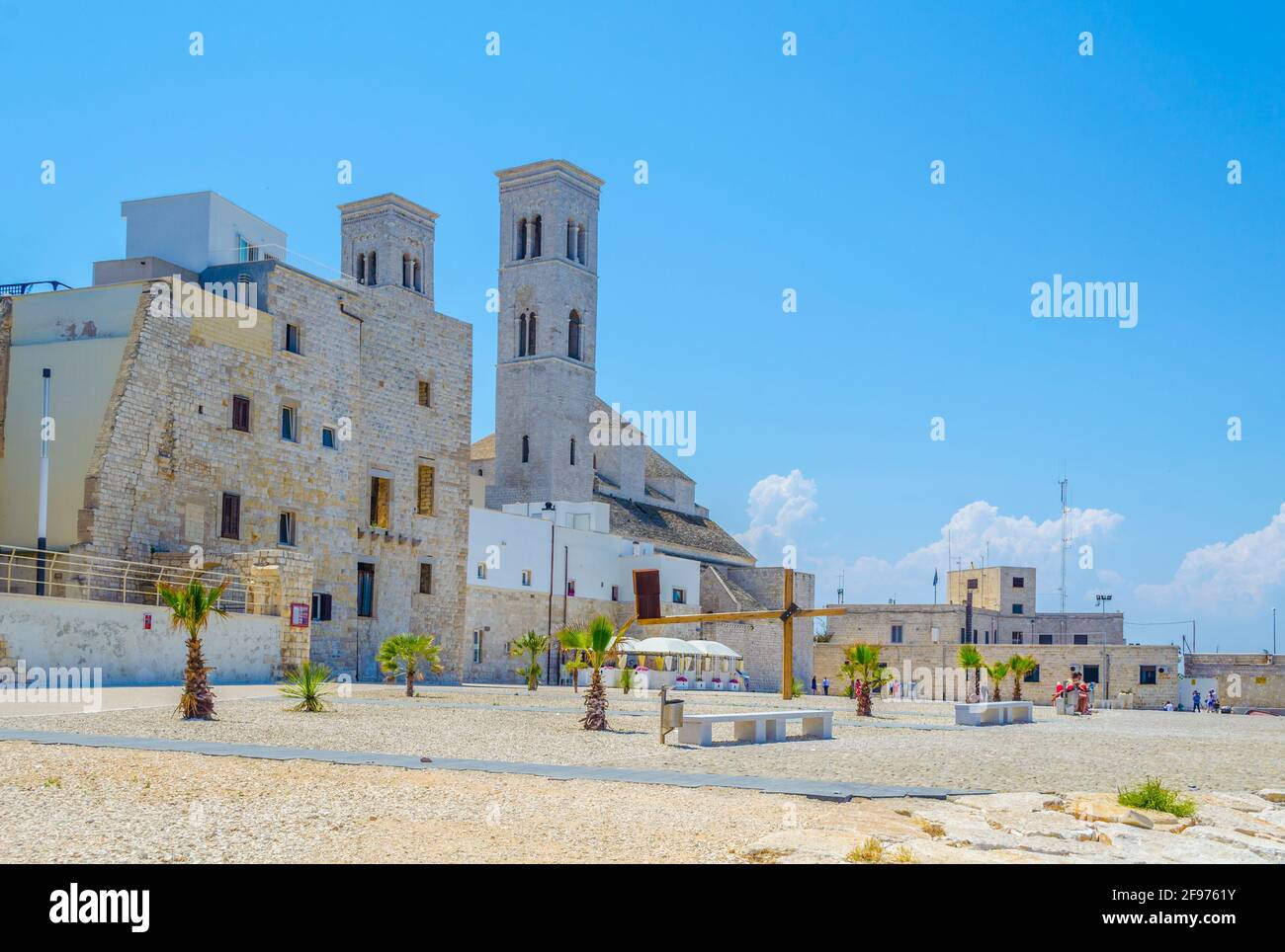 View of the port of Molfetta dominated by a majestic building of the ...