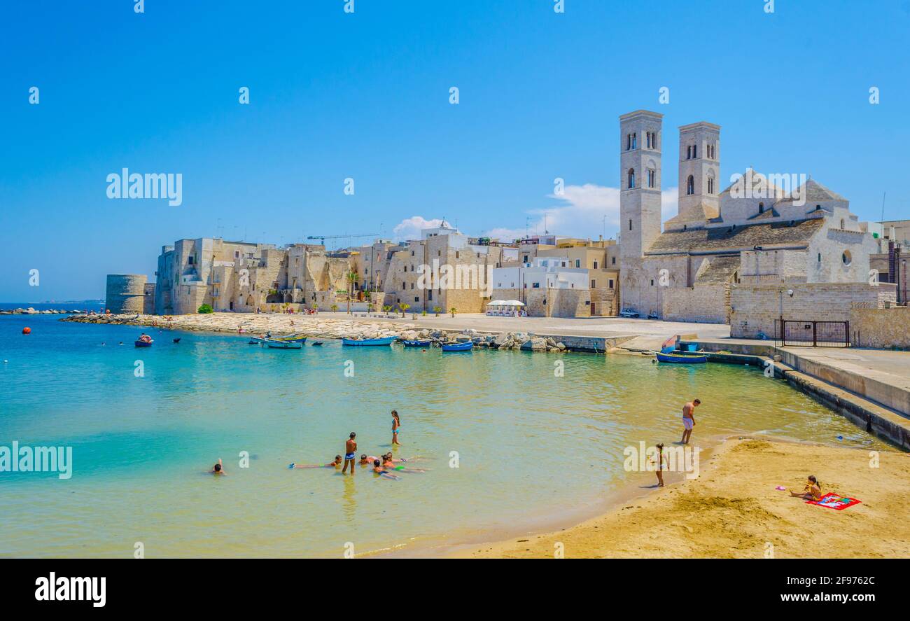 View of the port of Molfetta dominated by a majestic building of the ...