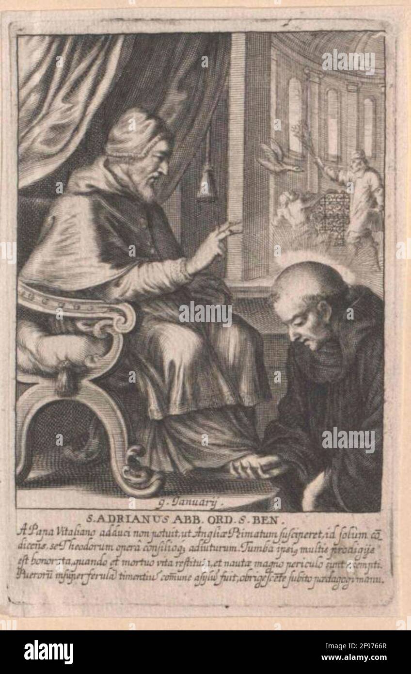 Hadrian of Canterbury, saint Stock Photo - Alamy