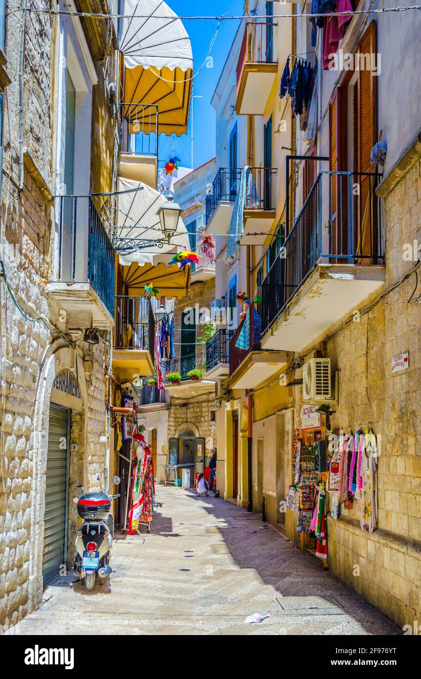 View of a narrow street in the Italian city Bari Stock Photo - Alamy