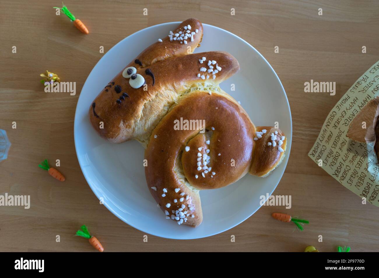 Pastry in the shape of an Easter bunny Stock Photo - Alamy