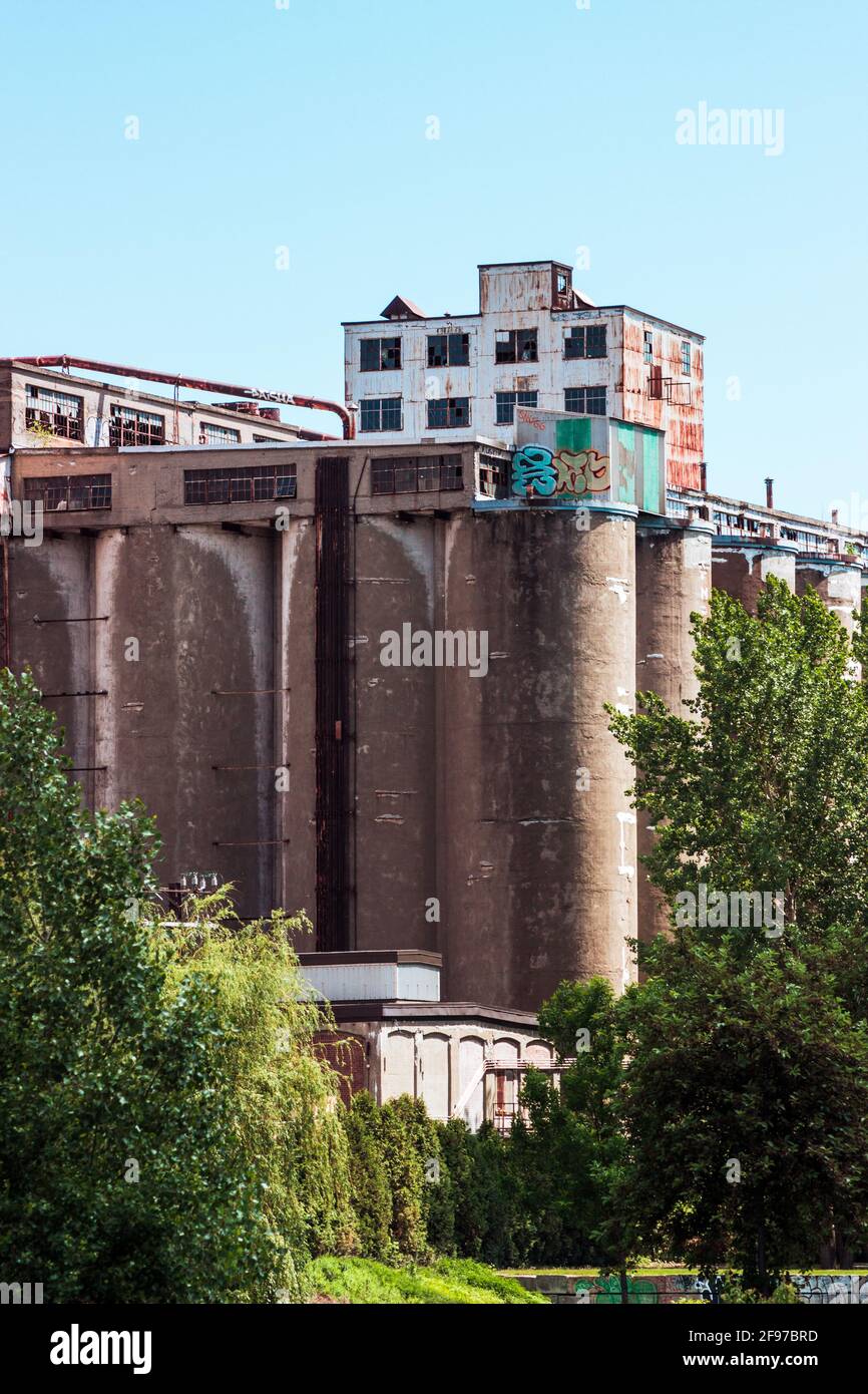 A section of the old and abandoned grain silo, known just as Silo No. 5 ...