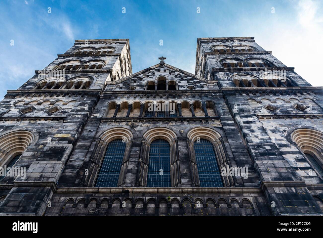 Facade of the Lund Cathedral, Lutheran church in Lund, Scania, Sweden ...