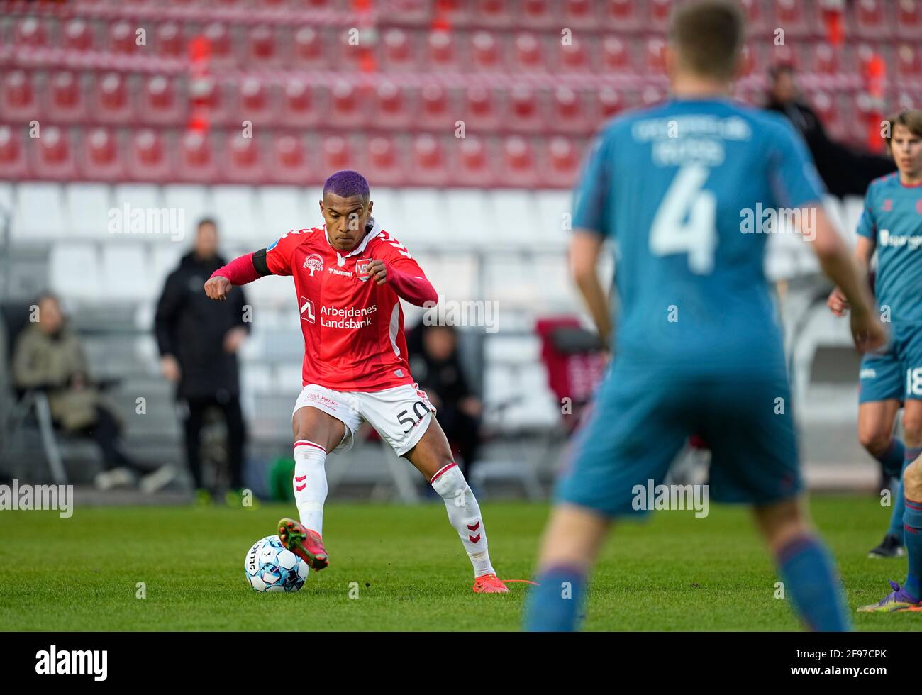 Vejle Stadium, Vejle, Denmark. 16th Apr, 2021. Vejle BK's Vejle BK's ...