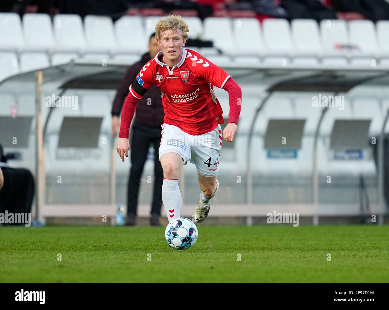 Vejle Stadium, Vejle, Denmark. 16th Apr, 2021. Vejle BK's Tobias MÃ ...