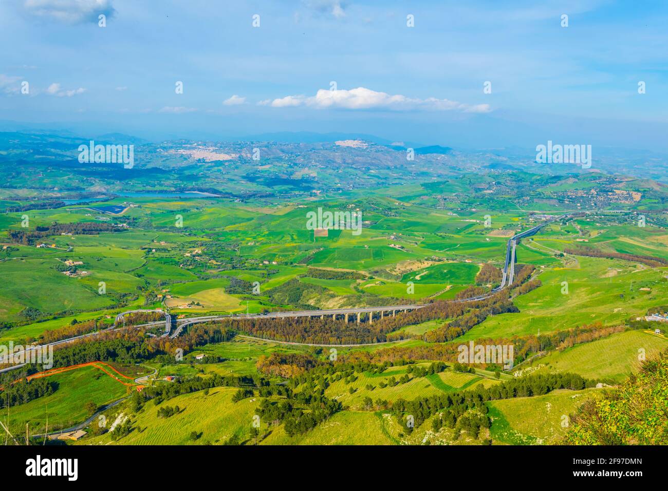 nature in the central Sicily with Calascibetta village, Italy Stock ...