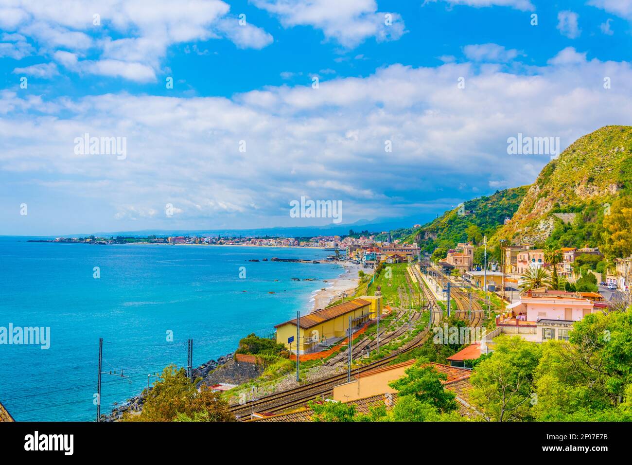 Aerial view of train station in Taormina, Sicily, Italy Stock Photo - Alamy