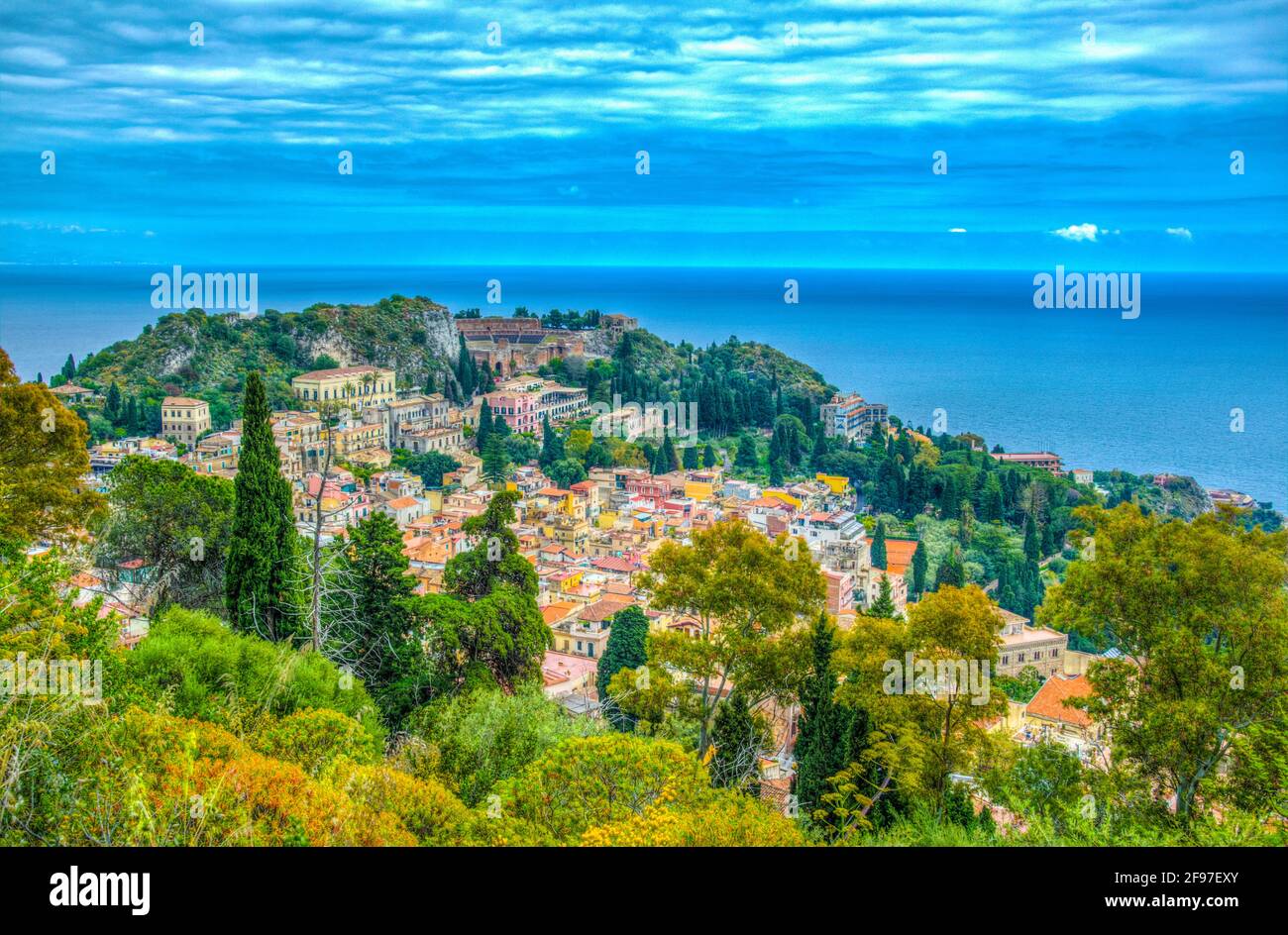 Aerial view of Taormina, Sicily, Italy Stock Photo - Alamy