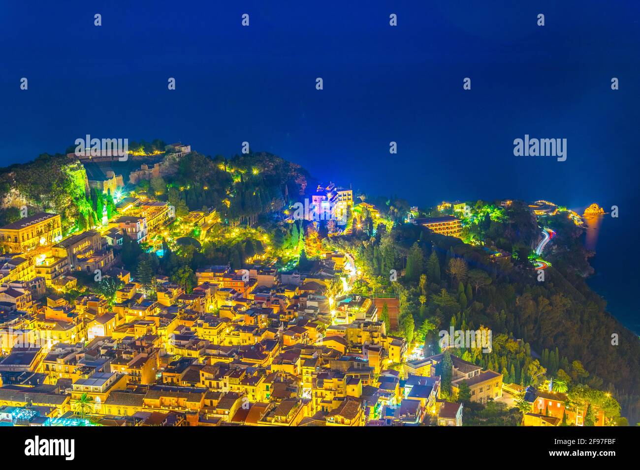 Night view of Taormina, Sicily, Italy Stock Photo - Alamy