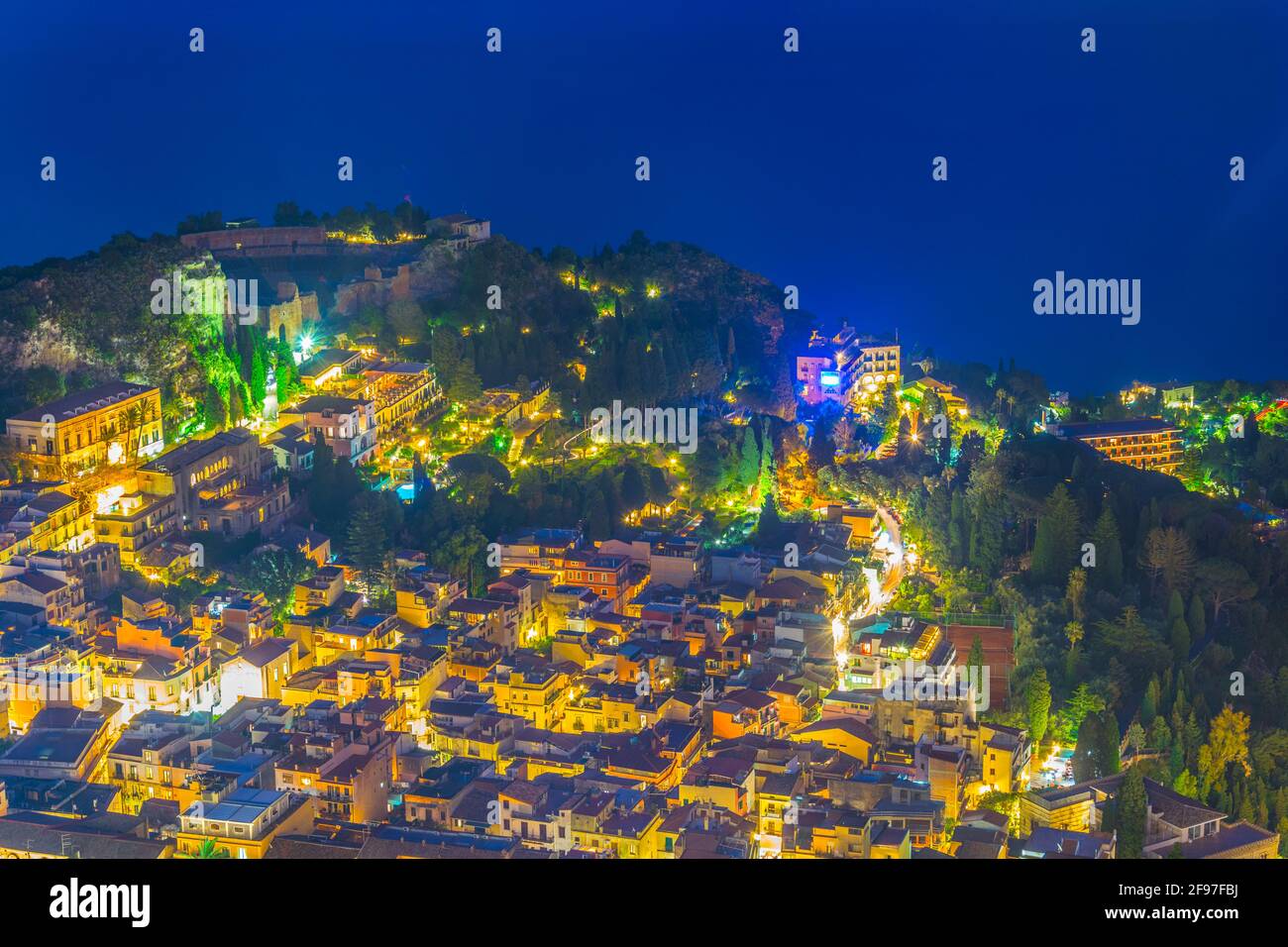 Night view of Taormina, Sicily, Italy Stock Photo - Alamy