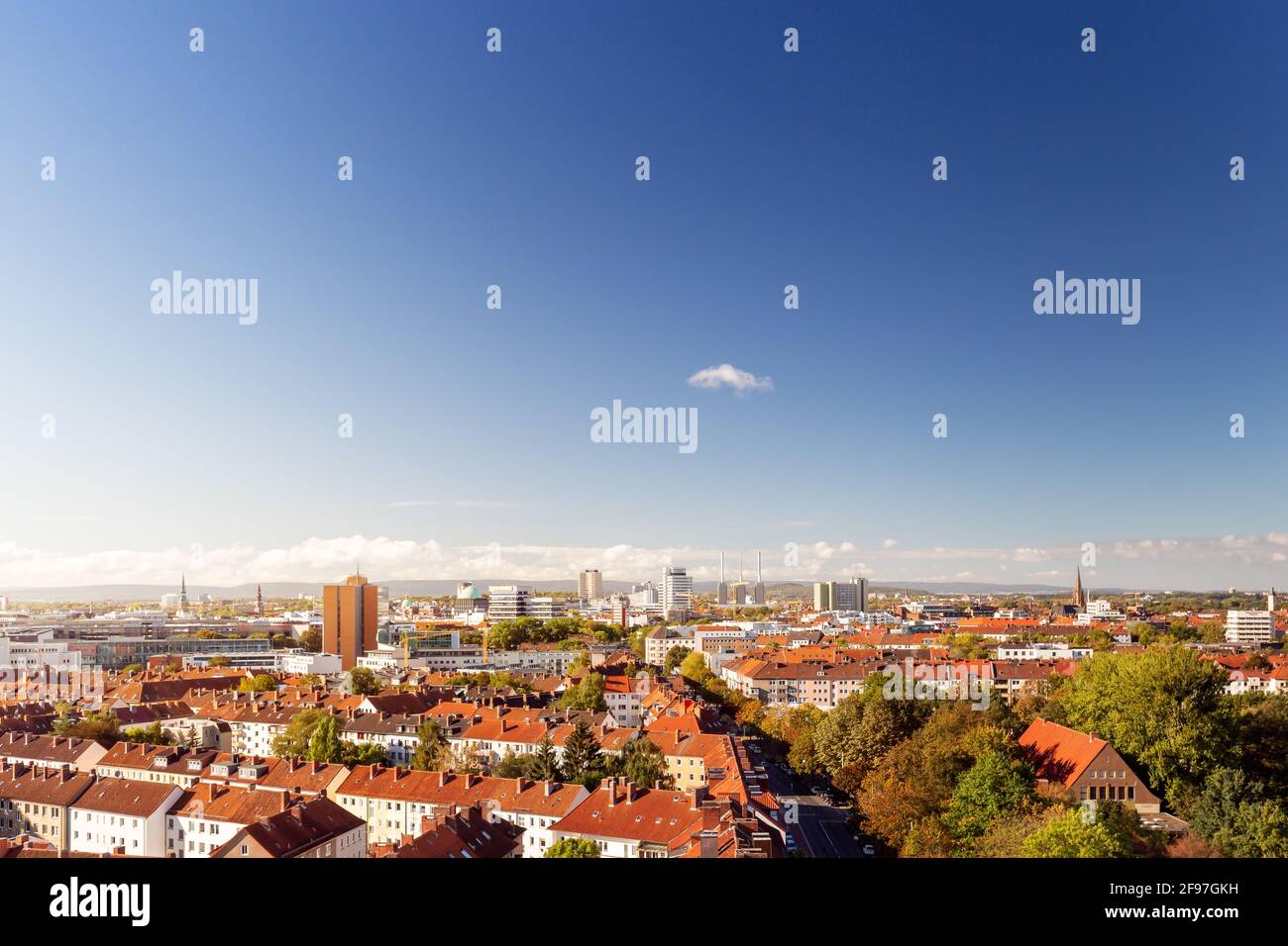 Hanover from above, capital of Lower Saxony, Germany, Europe Stock ...