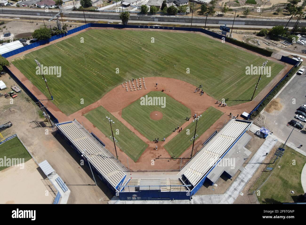An aerial view of Phase 1 completion of Los Angeles Dodgers Dreamfields ...