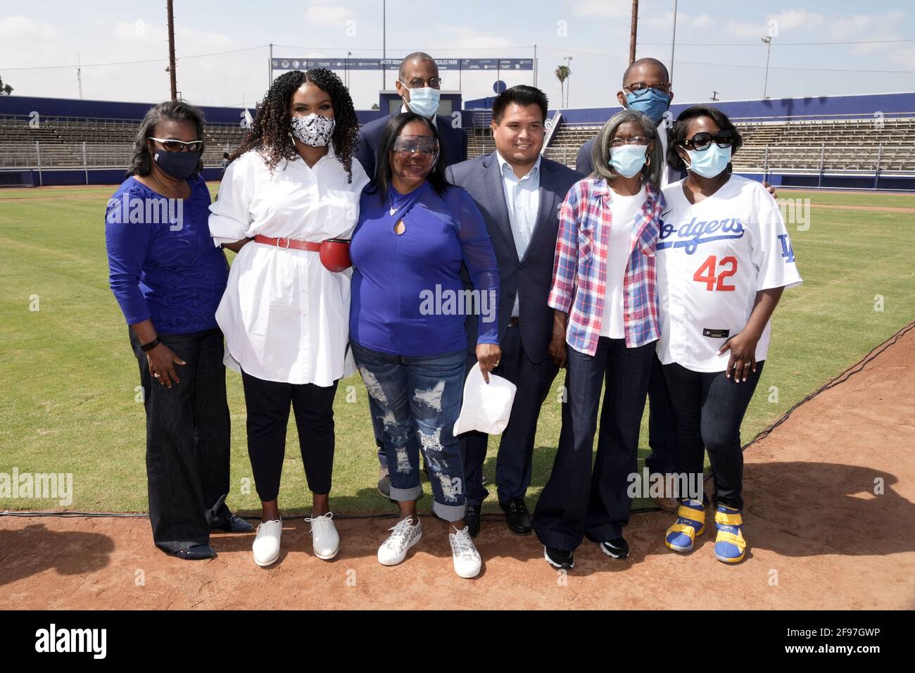 Members of the Compton City Council, including mayor Aja Brown (second ...