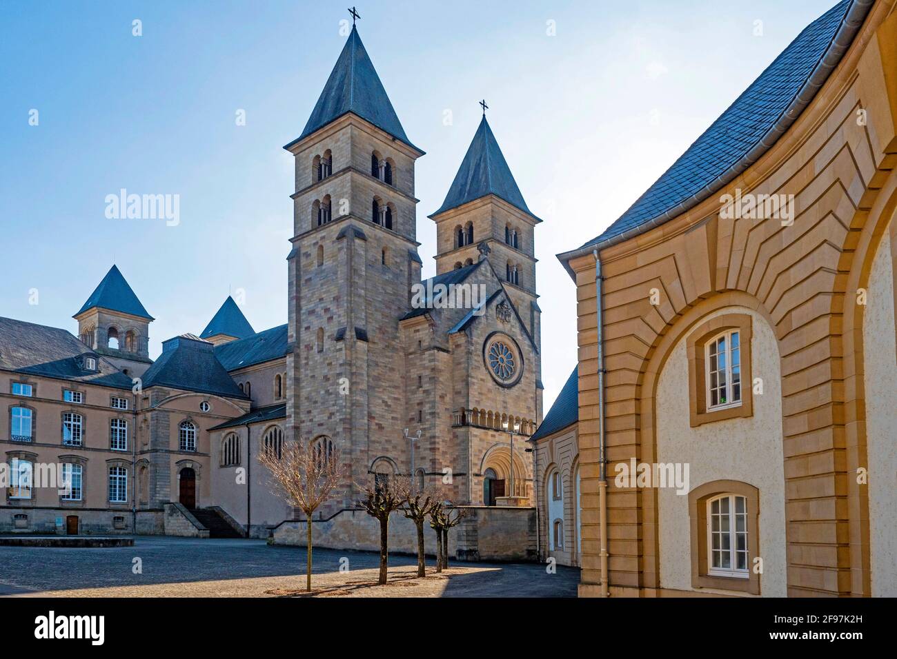 St. Willibrord Basilica in Echternach in the Sauer Valley, Grand Duchy of Luxembourg Stock Photo ...