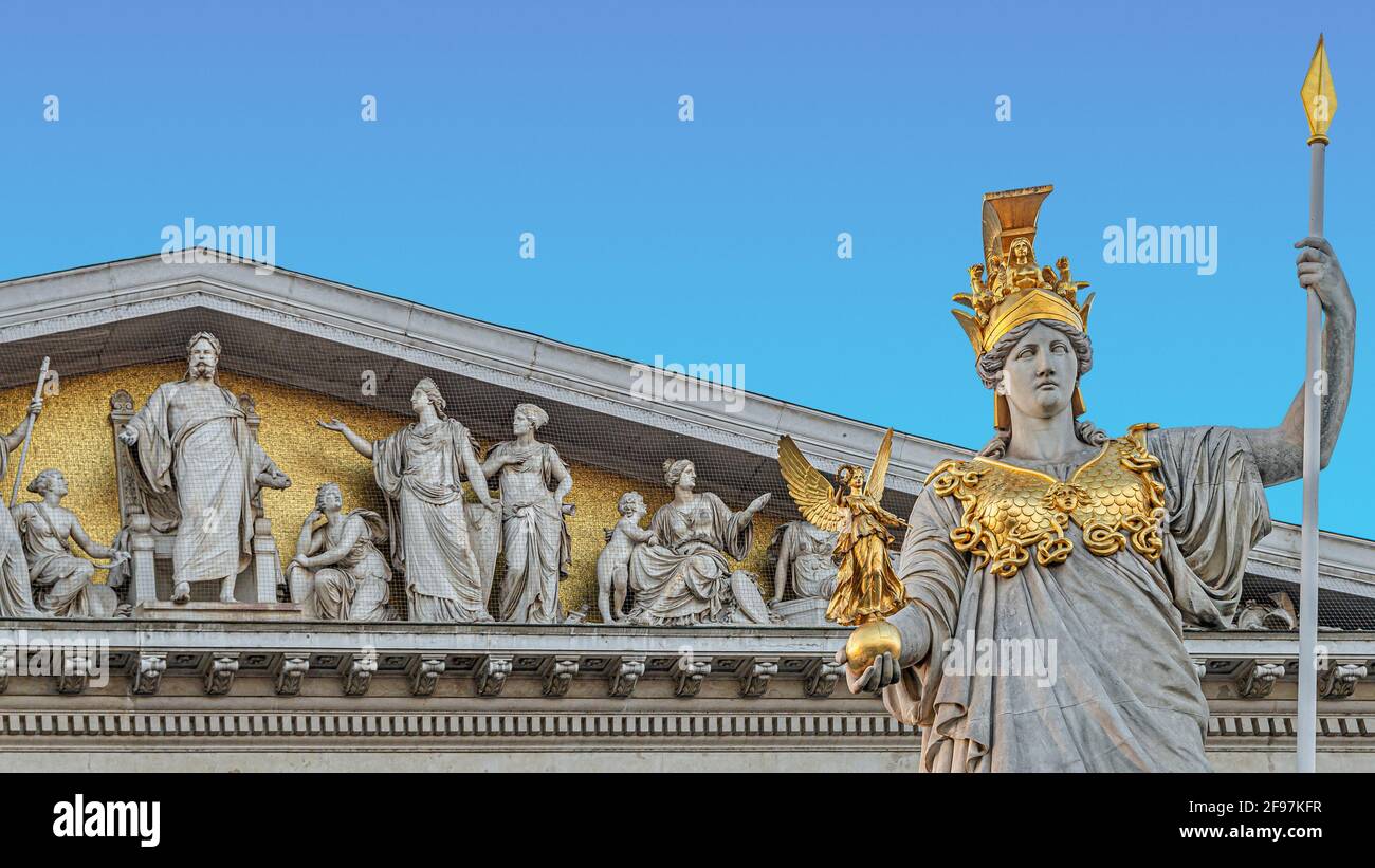 Athena statue at fountain (Pallas-Athene-Brunnen) in front of the ...