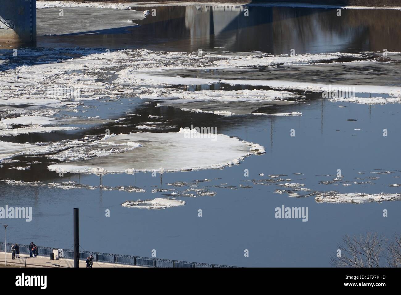 Spring ice on the river. Ice floats on the river Stock Photo - Alamy