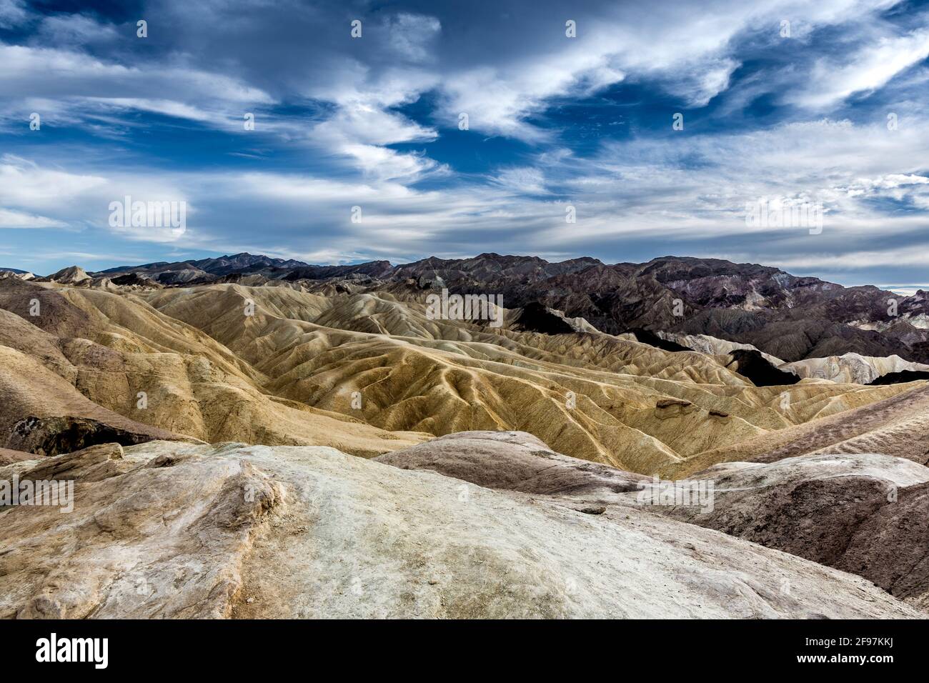 A picturesque desert-Scene with heavily eroded Ridges taken at the well ...