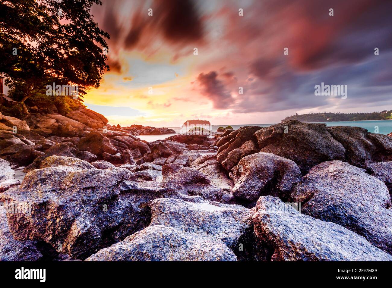 Long Exposure at Golden Hour and sunset at Kata-Beach, Phuket, Thailand ...