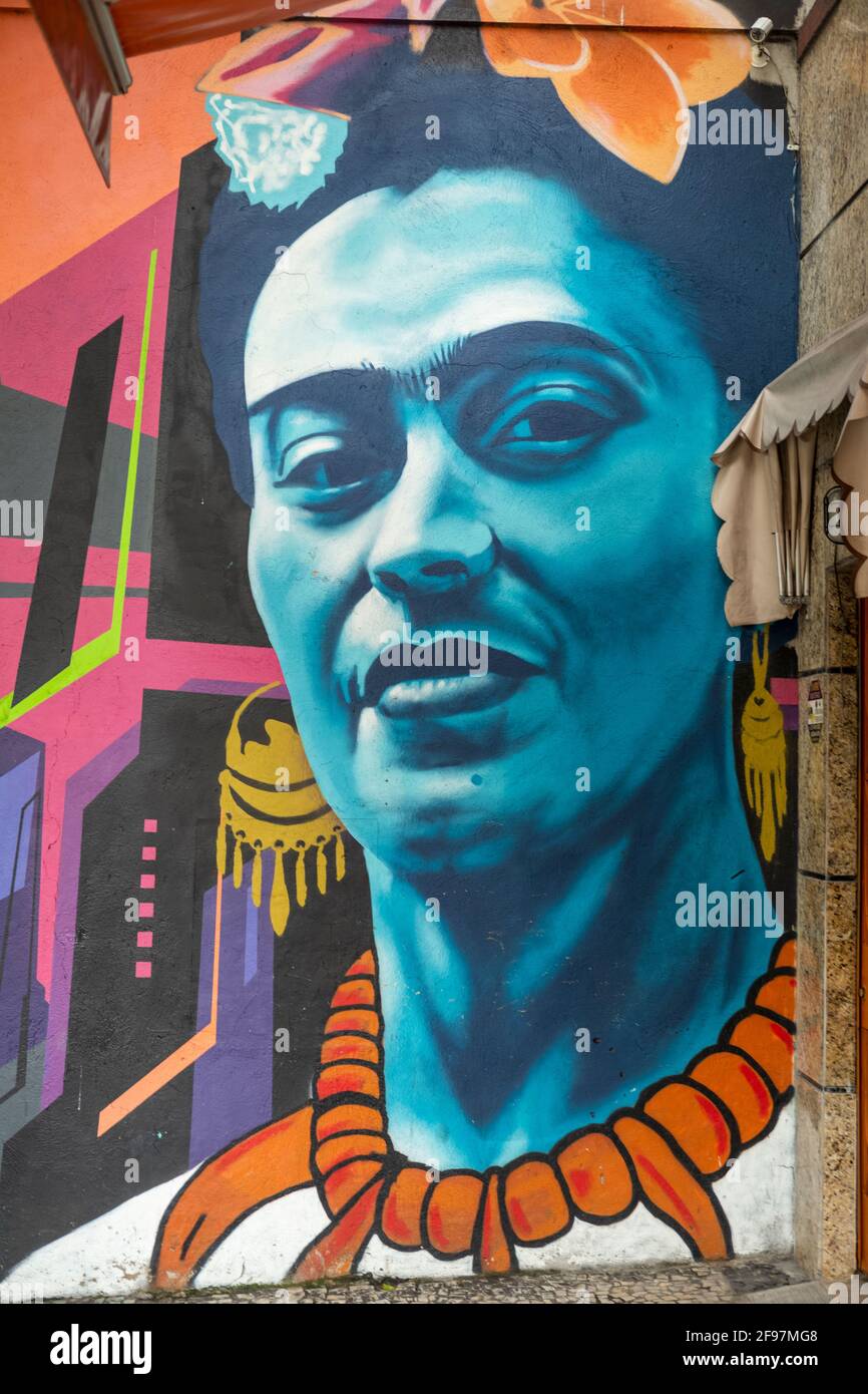 Graffiti of Frida Kahlo in Rio de Janeiro Stock Photo - Alamy