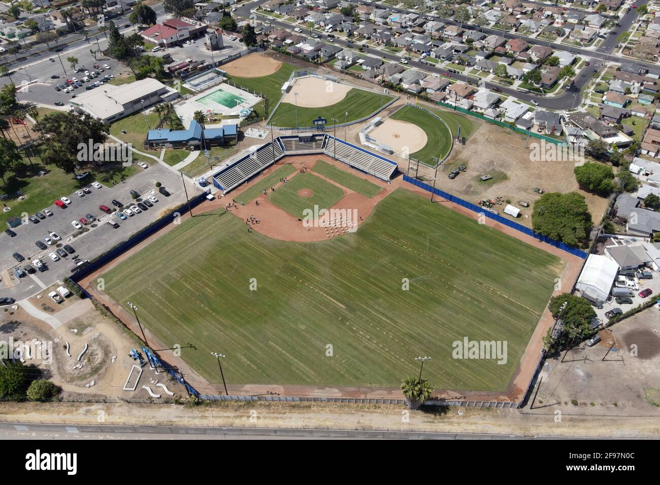 An aerial view of Phase 1 completion of Los Angeles Dodgers Dreamfields ...