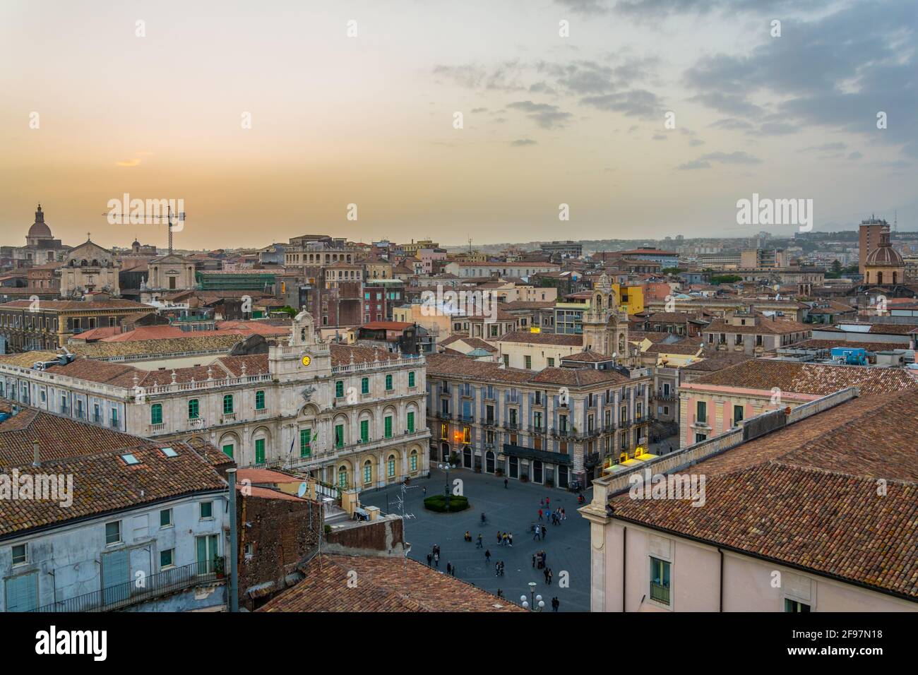 Aerial view of Catania including universita degli studi, Sicily, Italy ...