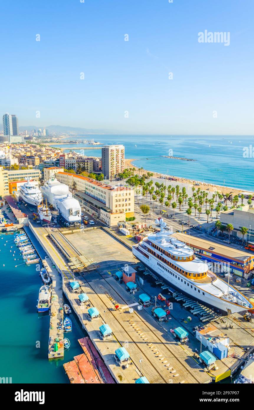 View of a dry dock in the port of Barcelona, Spain Stock Photo - Alamy