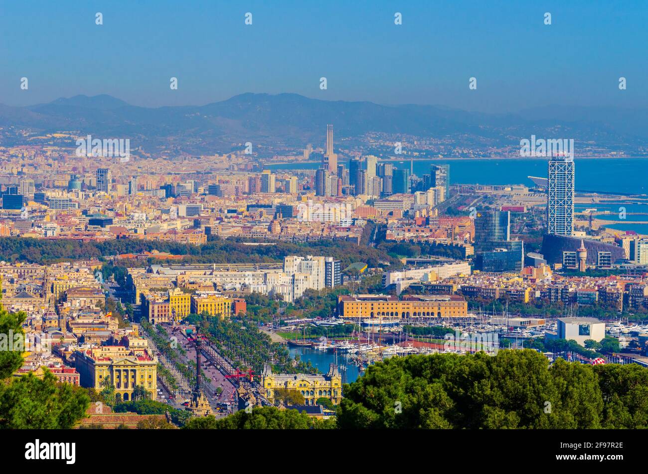 Aerial view of Barcelona from Montjuic castle, Spain Stock Photo - Alamy