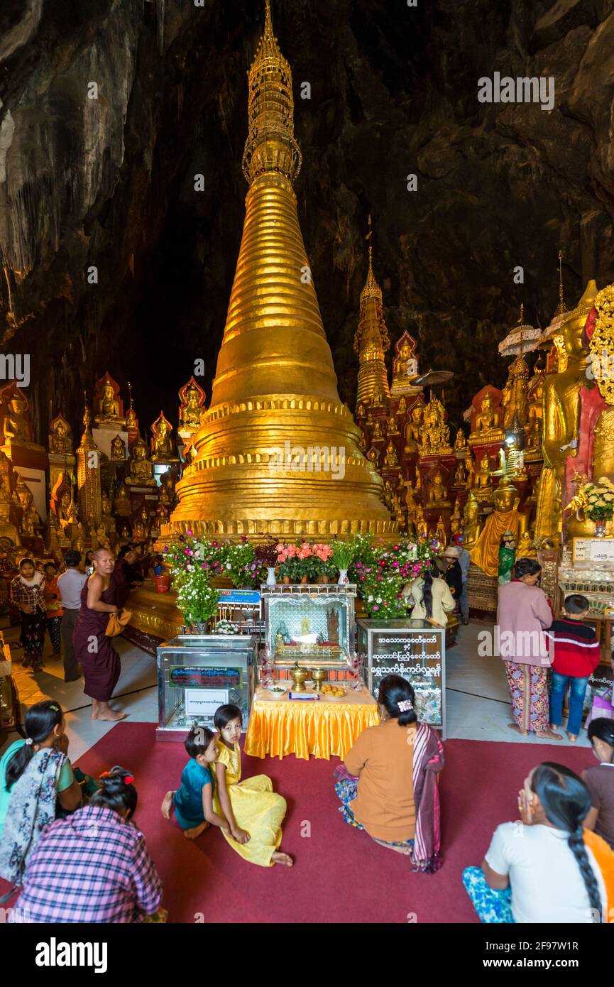 Myanmar, scenes at Inle Lake, the Pindaya Caves with the Shwe U Min ...